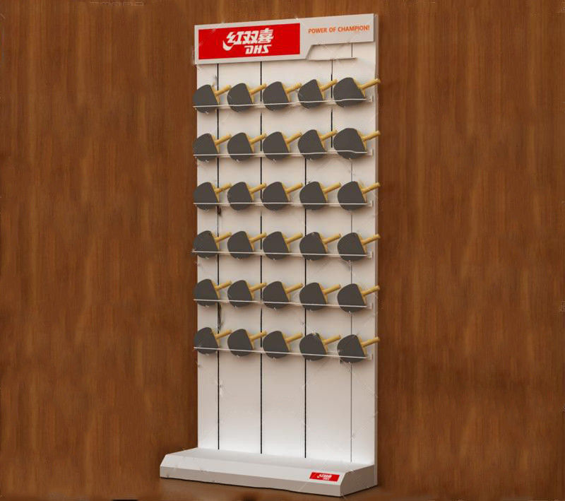 2200mm Table Tennis Sports Display Rack With Aluminum Alloy Slot Back Panel