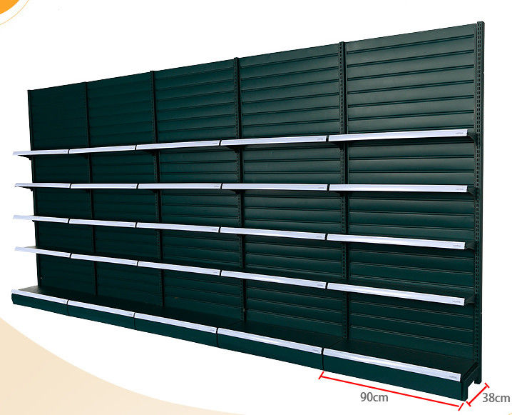 Strip Type Back Panel Supermarket Display Shelving With Hook / Basket ...