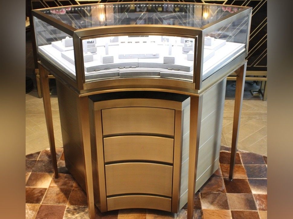 Wall Mounted Irregular Jewelry Showcase Display With 3 Colors LED Light