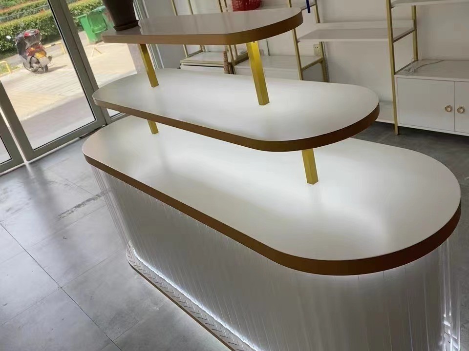 Creative Multi Level Acrylic Cosmetic Display Cabinet Oval Glowing Shop ...