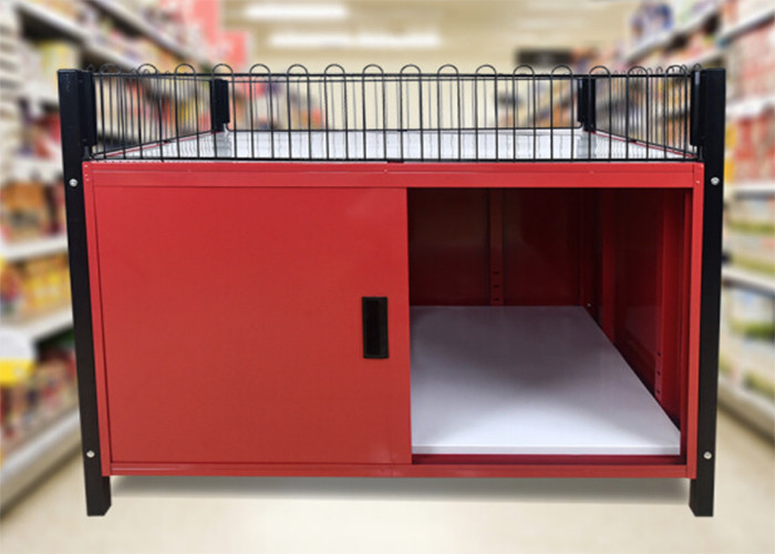 Two Layer Supermarket Display Shelving Supermarket Promotion Table With ...