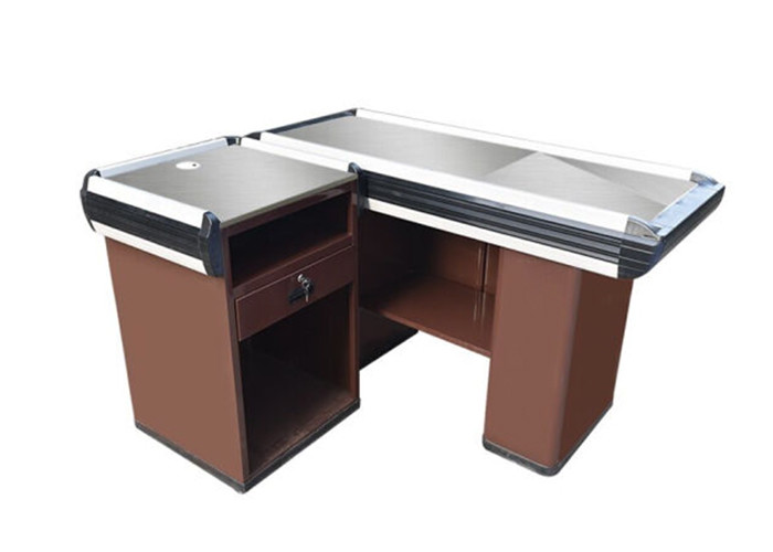 Shop Cash Register Stand Supermarket Checkout Counter With Front Display