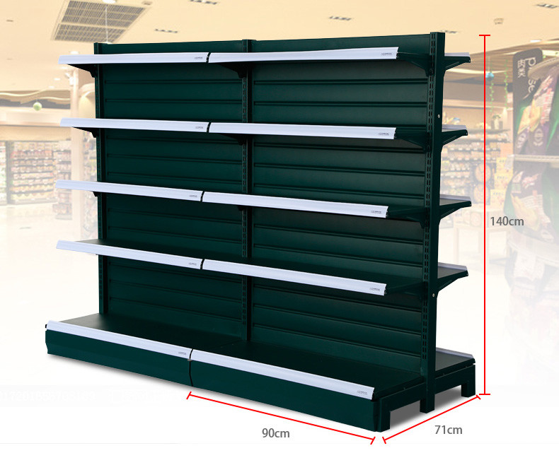 Strip Type Back Panel Supermarket Display Shelving With Hook / Basket ...