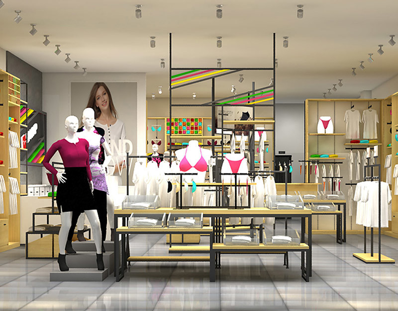High Class Underwear Display Stand Racks For Cloth Shop Wood Material