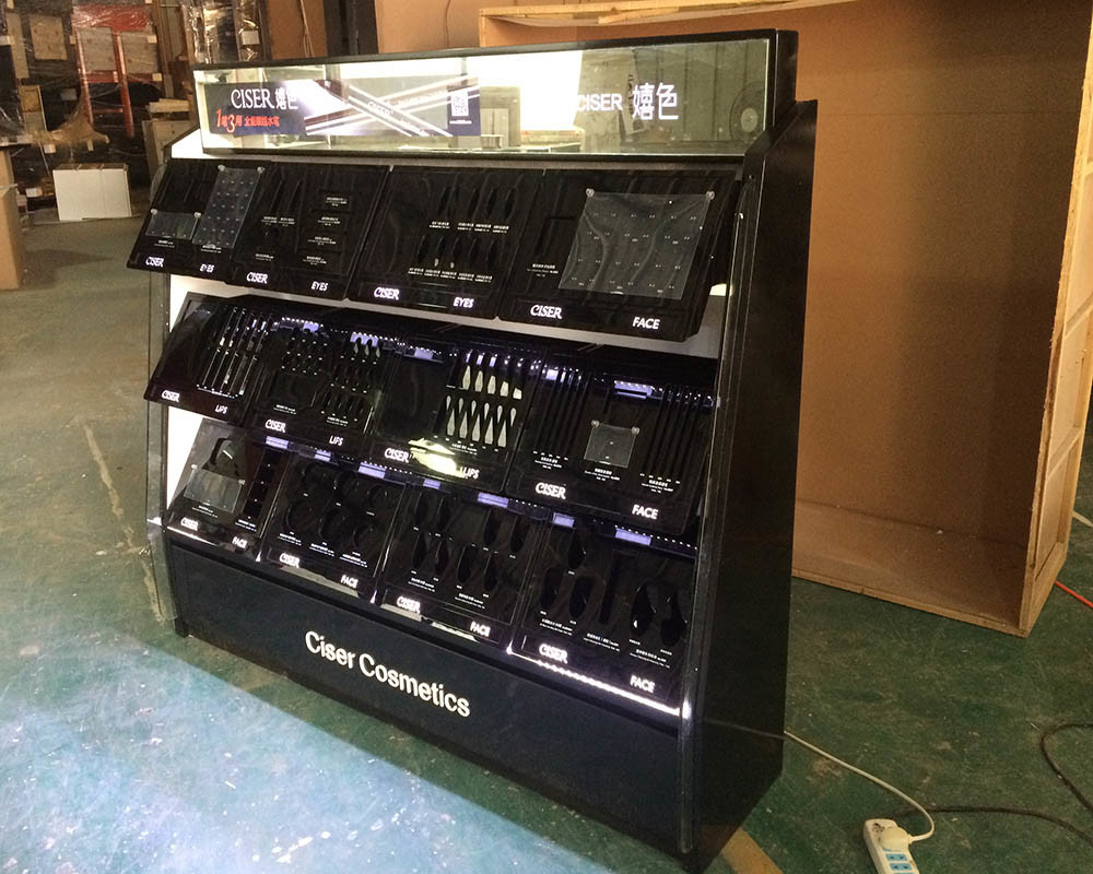 Wooden Cosmetic Display Shelves For Beauty Supply Store Easy Installation