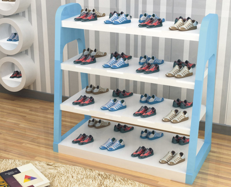 Lovely Blue Color Children Shoe Display Shelves Shoes Fixtures For ...