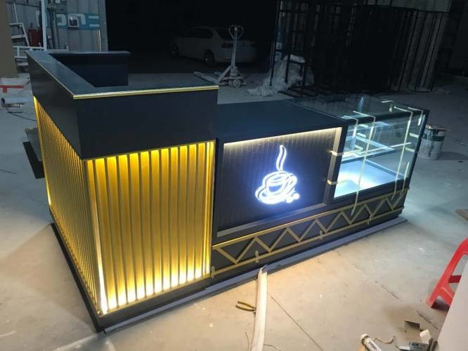 MDF Grey Tea Coffee Shop Display Shelving Supermarket Shelf Rack