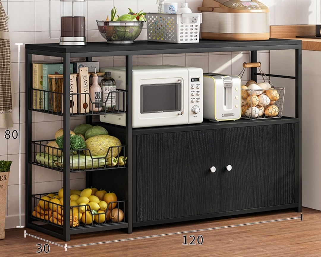 1.2 Meters 3 tier vegetable rack Black Multifunction Kitchen Appliance ...