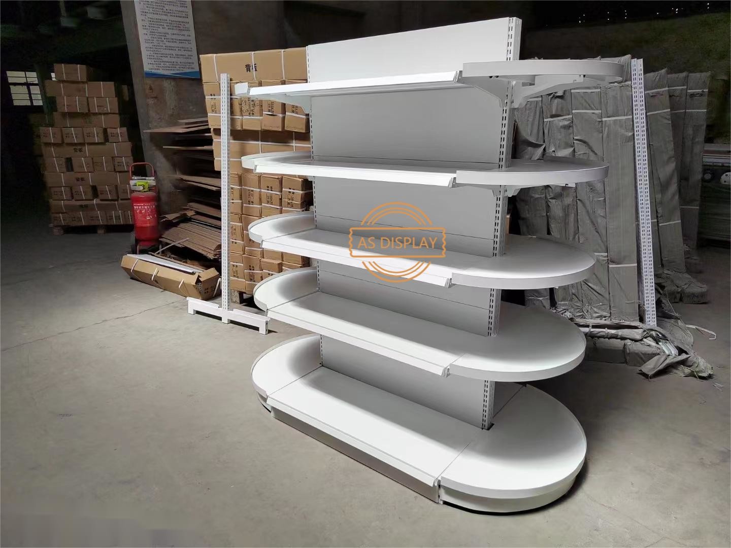 U Shape Small Volume Super Market Rack Multi Layer Arc Shaped Grocery ...