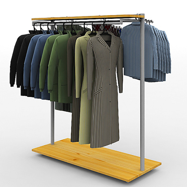 Wooden Steel Clothing Display Racks Industrial Clothing Rack 1600 ...