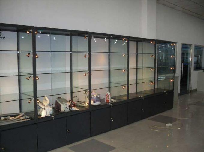Portable Wheel Shop Display Shelving Lockable Glass Cabinet For ...