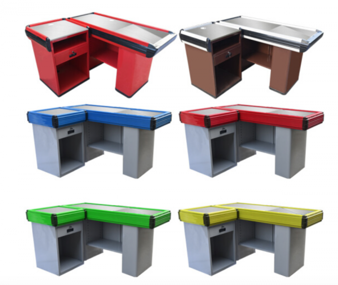 Shop Cash Register Stand Supermarket Checkout Counter With Front Display