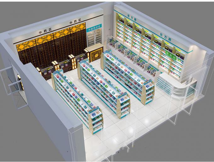 Retail Metal Drugstore Pharmacy Gondola Shelving Eye Catching 1-7 Layers