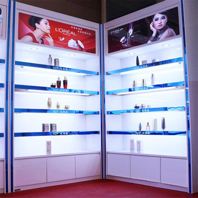 Retail Makeup Display Stand , Cosmetic Display Counter For Exhibition