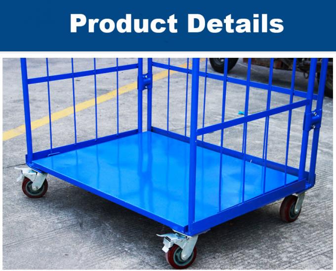Blue Warehouse Cages On Wheels / Stackable Storage Cages With Shelves