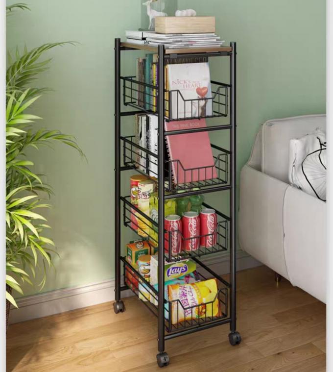 Drawer Type Multi Layer Kitchen Shelf With 4 Tier Shelving Unit