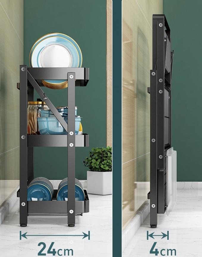 Foldable Multi Layer Kitchen Shelf Floor Standing Dish Storage Rack